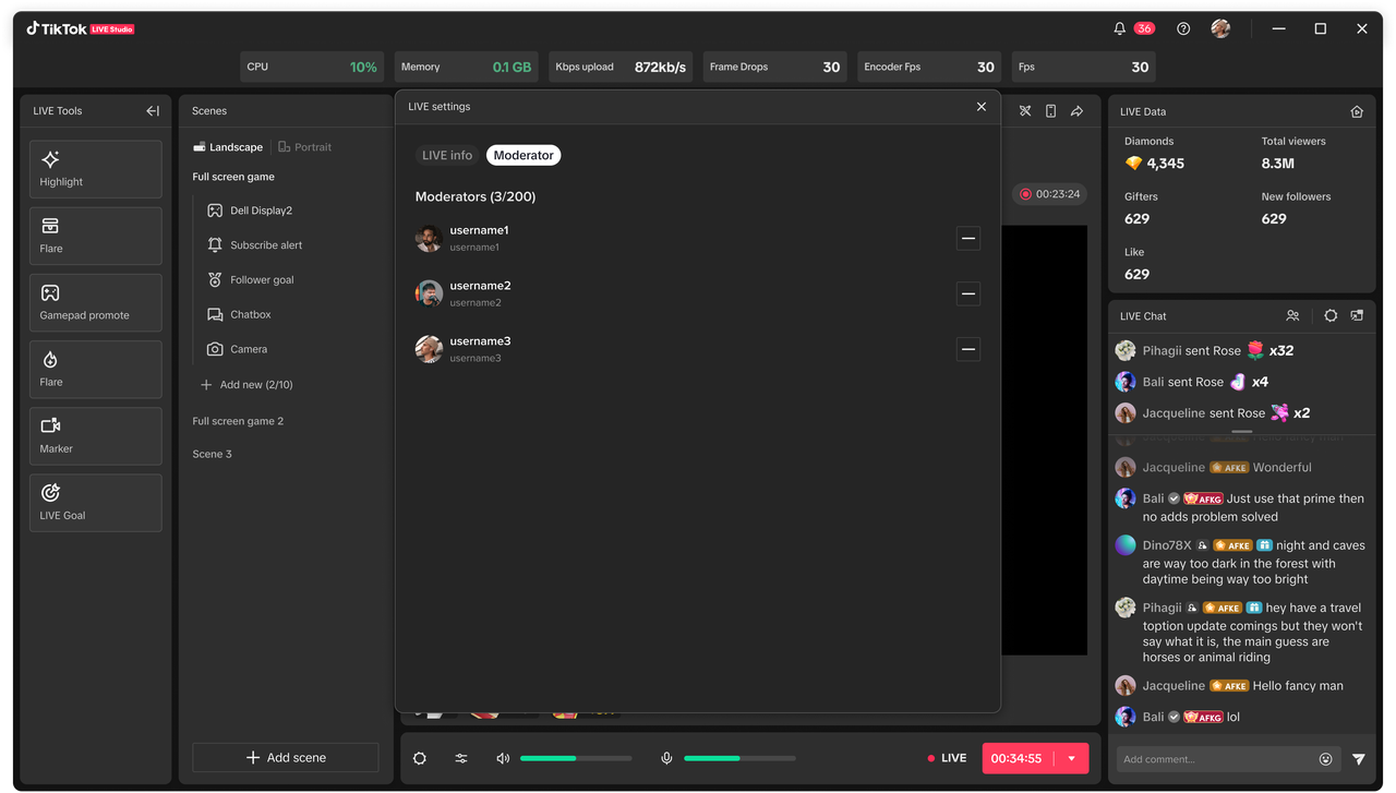 Add moderators to manage LIVE chat comments | LIVE Studio Help Center