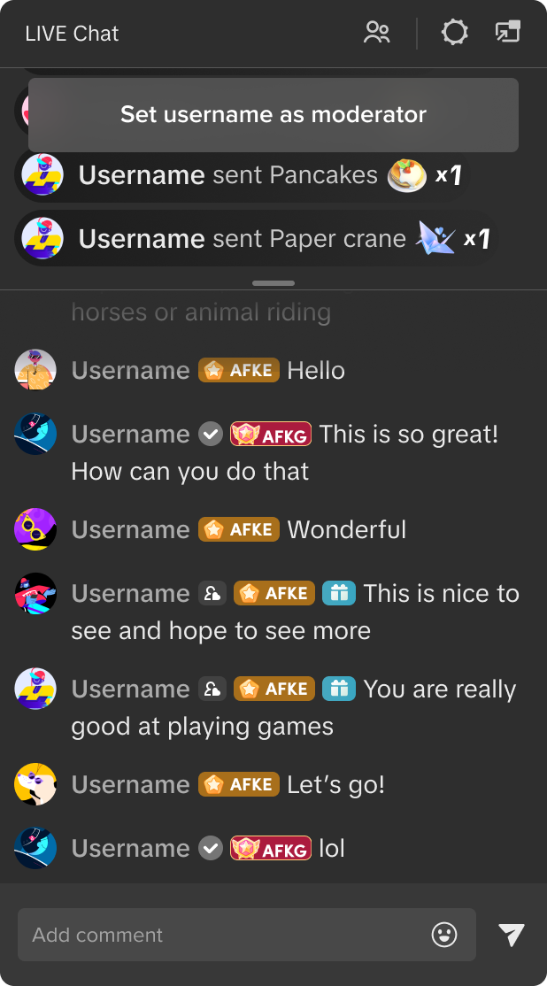 Add moderators to manage LIVE chat comments | LIVE Studio Help Center