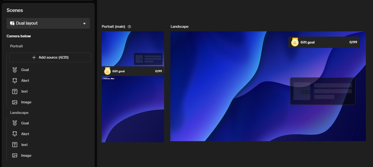 Use dual layout to go LIVE in portrait and landscape simultaneously ...
