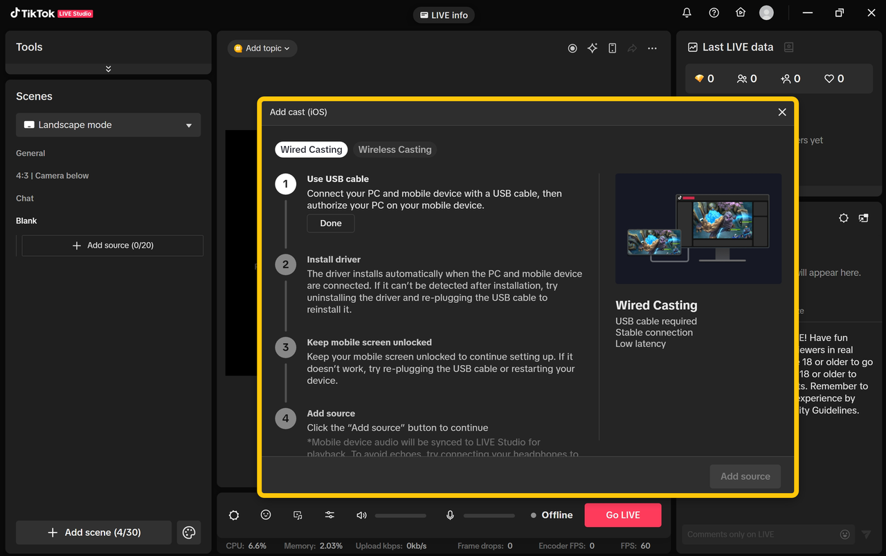 Add a cast source to share your phone screen | LIVE Studio Help Center