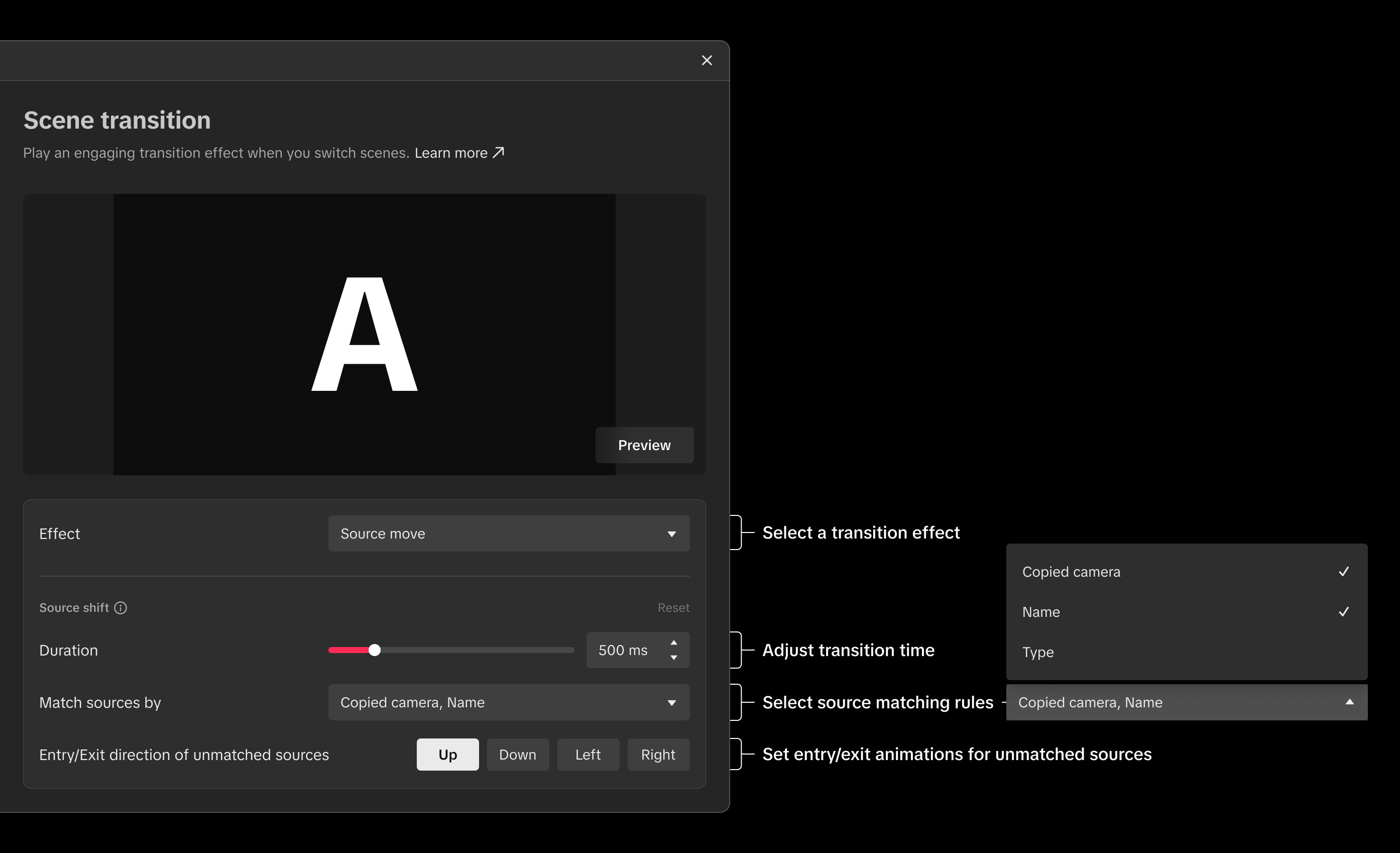 Play an engaging transition effect when switching scenes | LIVE Studio Help Center