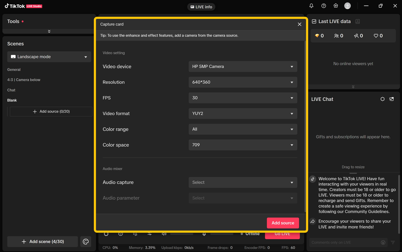 Add a capture card source to share your gaming console screen | LIVE ...